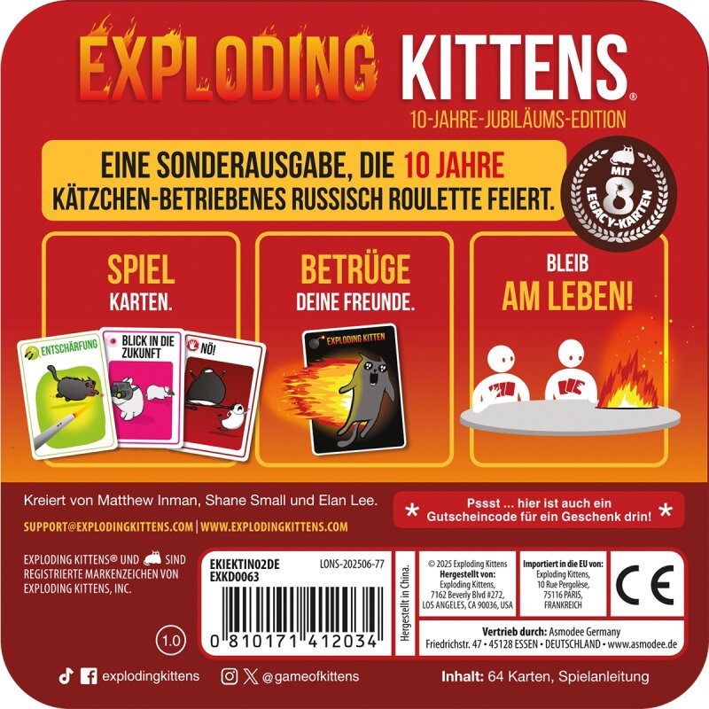 Exploding Kittens: 10-Jahre-Jubiläums-Edition (Tin), 21,00